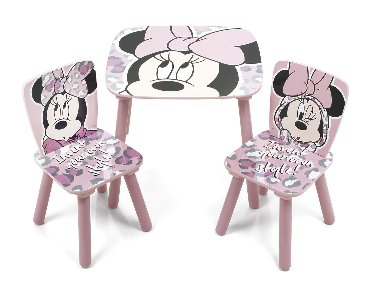 Childlike table with chairs Minnie Mouse - pink - banaby.ie