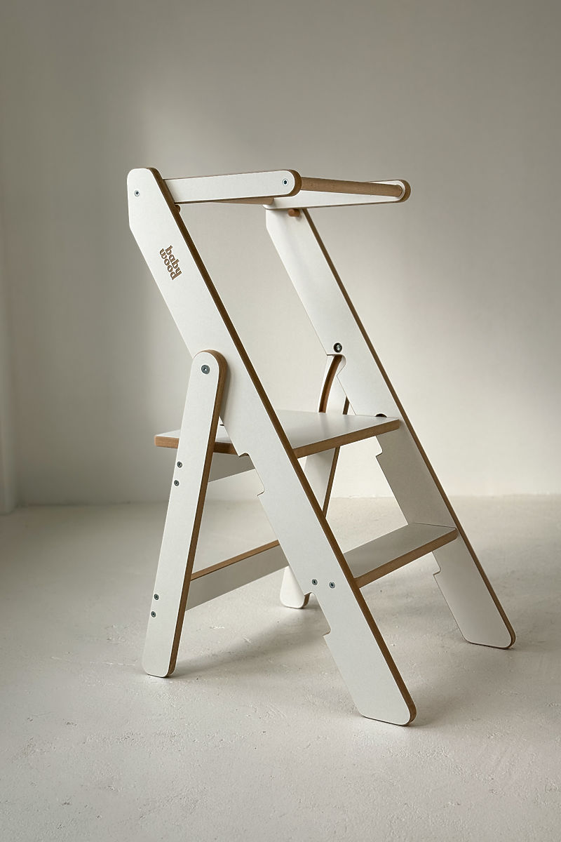 Folding Learning Tower - White - banaby.ie