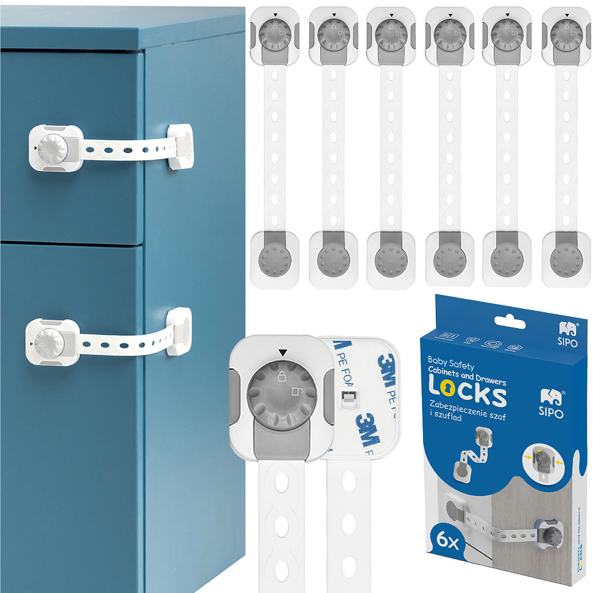 SIPO Multifunctional, smart lock for cabinets and drawers - 6 pcs ...