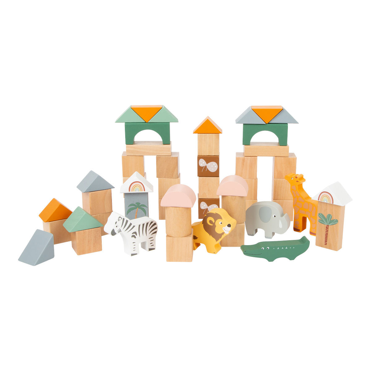 Small Foot Safari wooden building blocks 50 pcs - banaby.ie