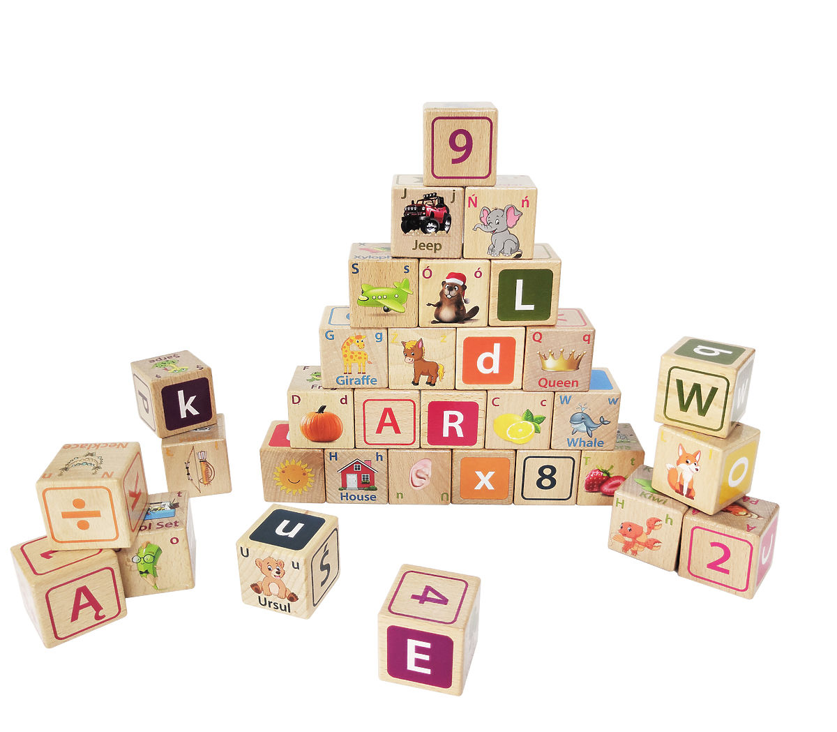 Wooden blocks - letters, numbers and pictures - banaby.ie