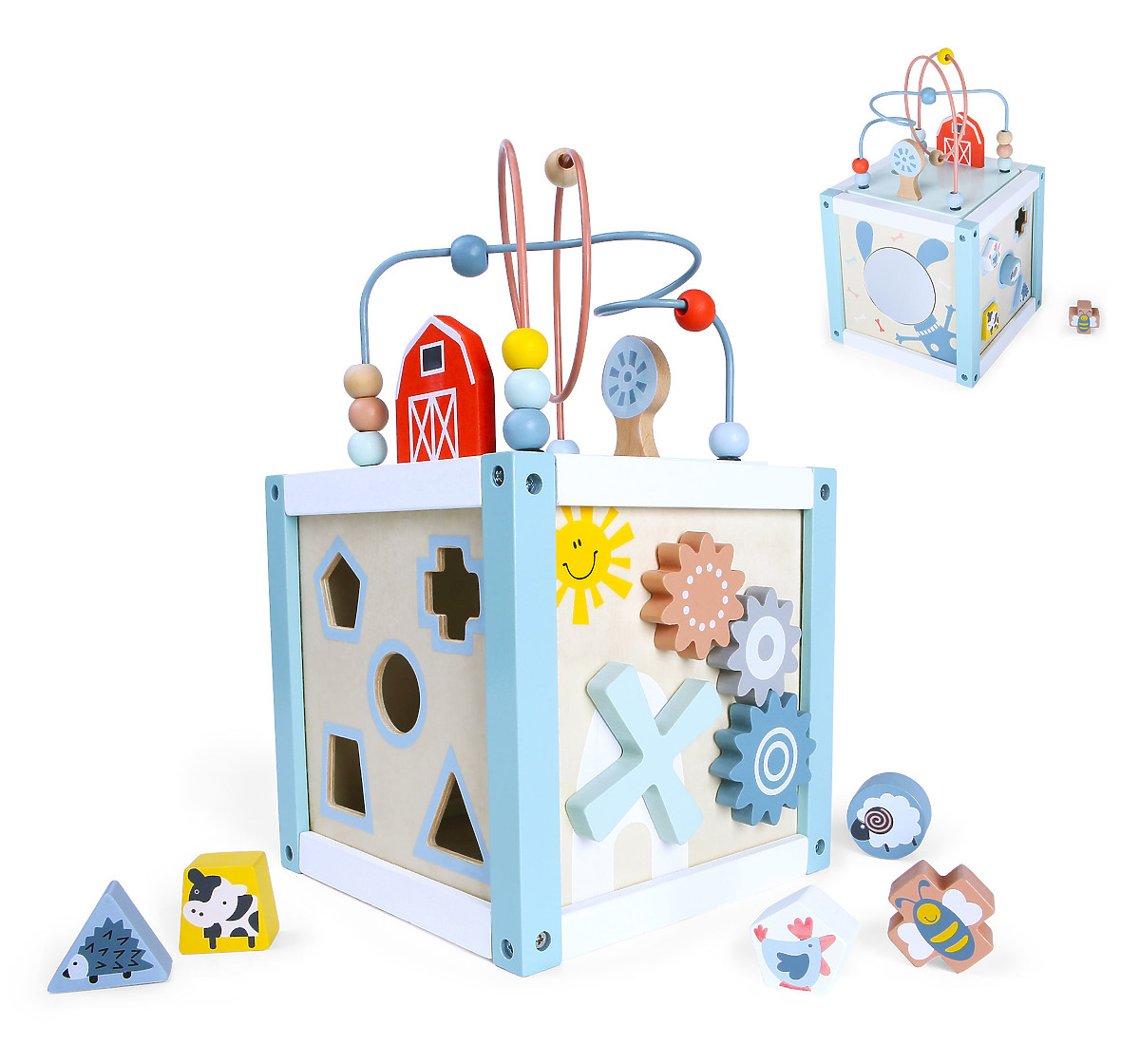 Wooden Educational Cube Sorter + Blocks ECOTOYS - banaby.ie