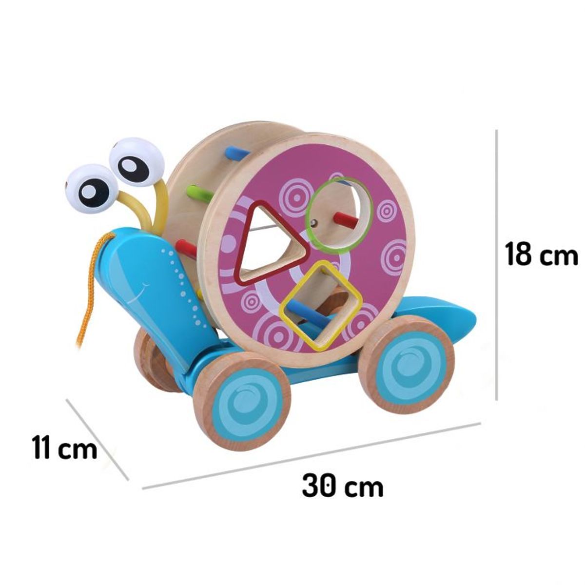 Wooden pull-along snail - banaby.ie